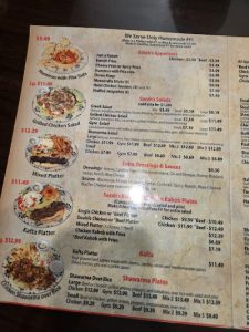 Sarah's Kabob Shop MENU (update September 2025)